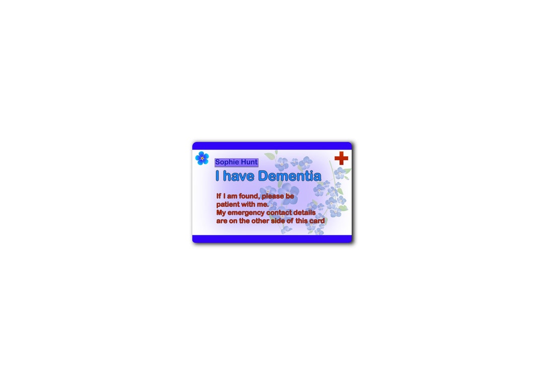 Dementia ID Card Forget Me Not Emergency Contact Card - Etsy