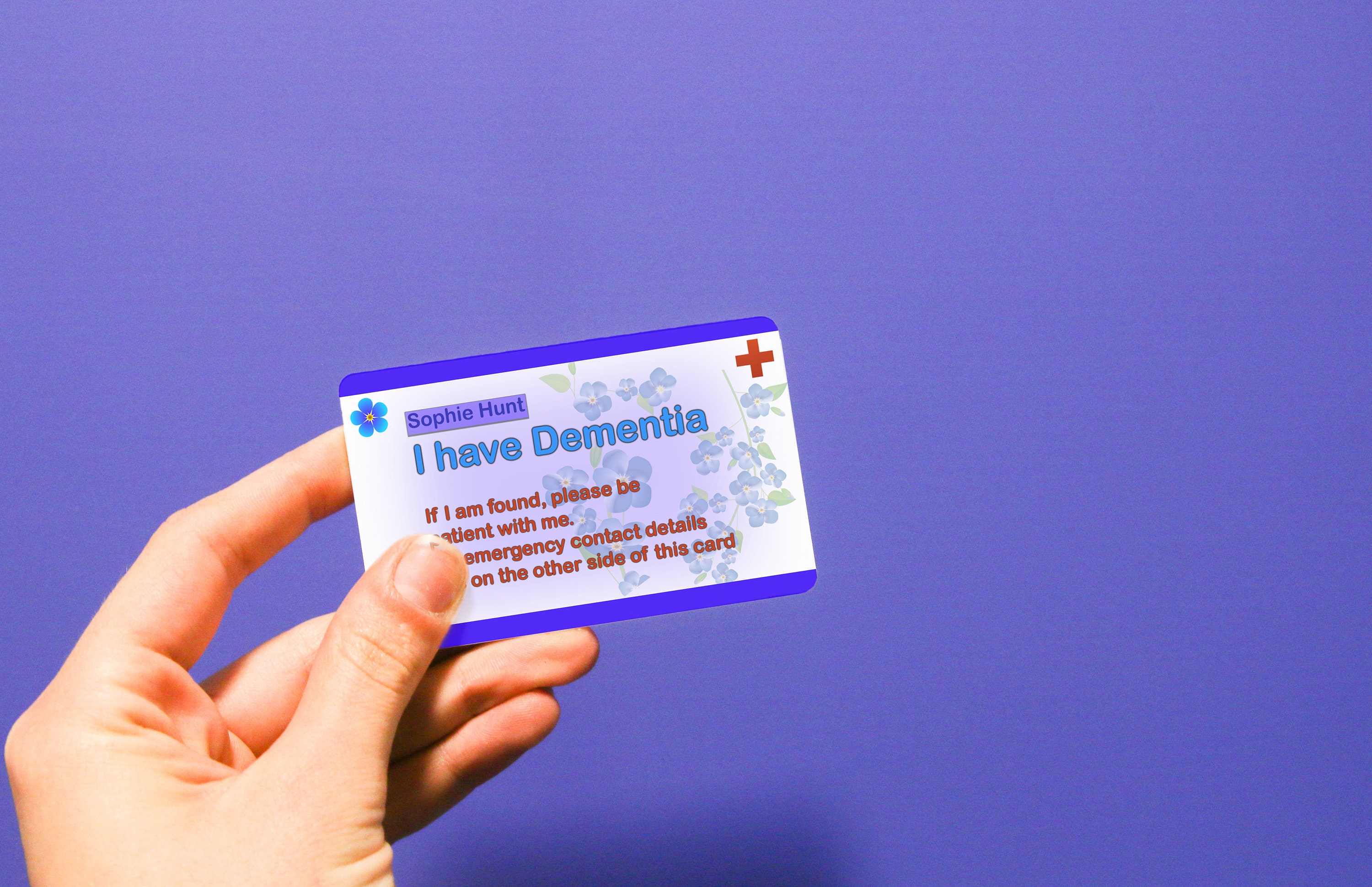 Dementia ID Card Forget Me Not Emergency Contact Card - Etsy