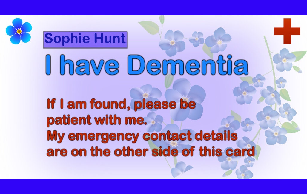 Dementia ID Card Forget Me Not Emergency Contact Card - Etsy