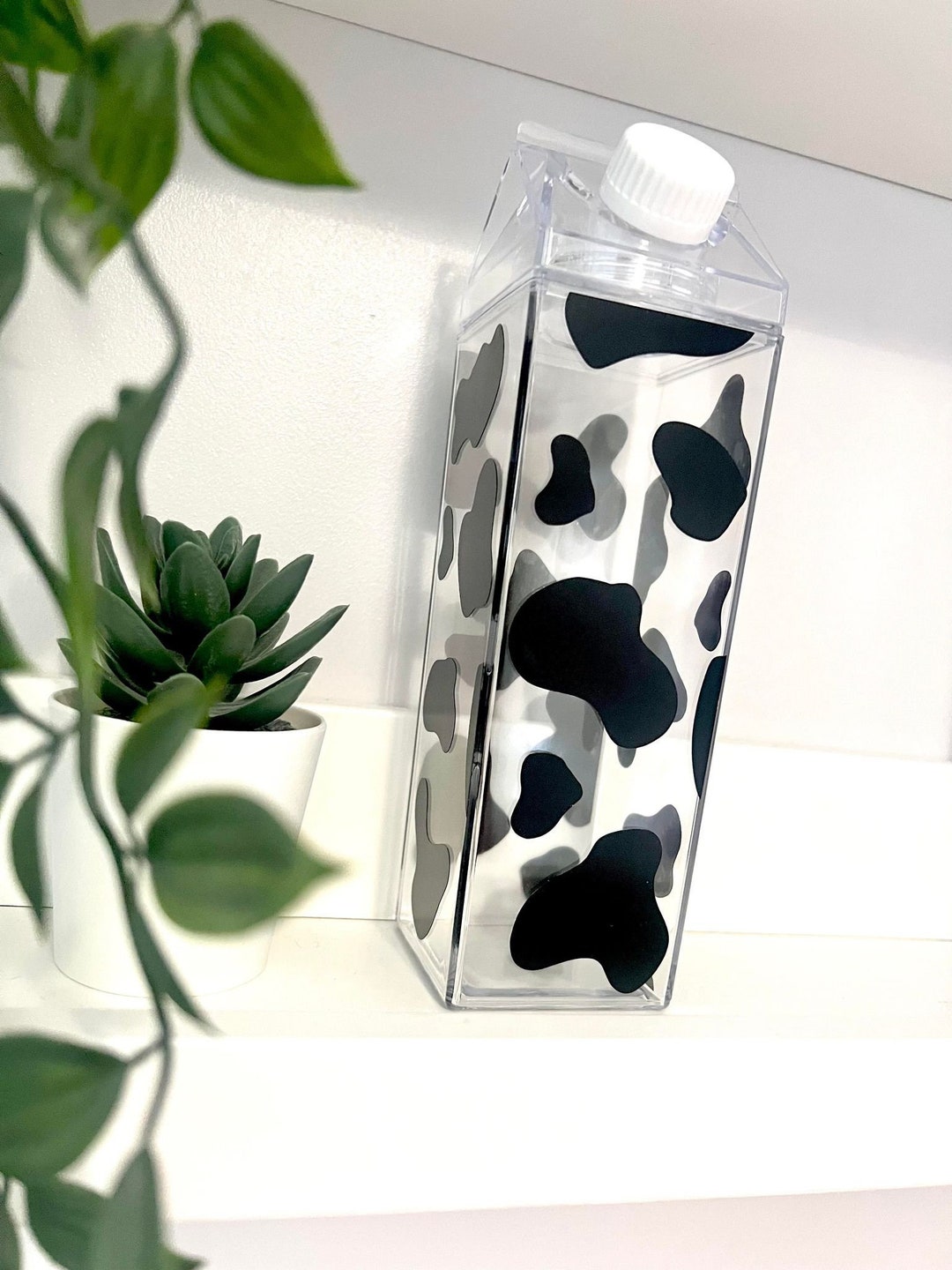 Cow Print Milk Carton Water Bottle: 500ml Novelty Drinks Container - Etsy