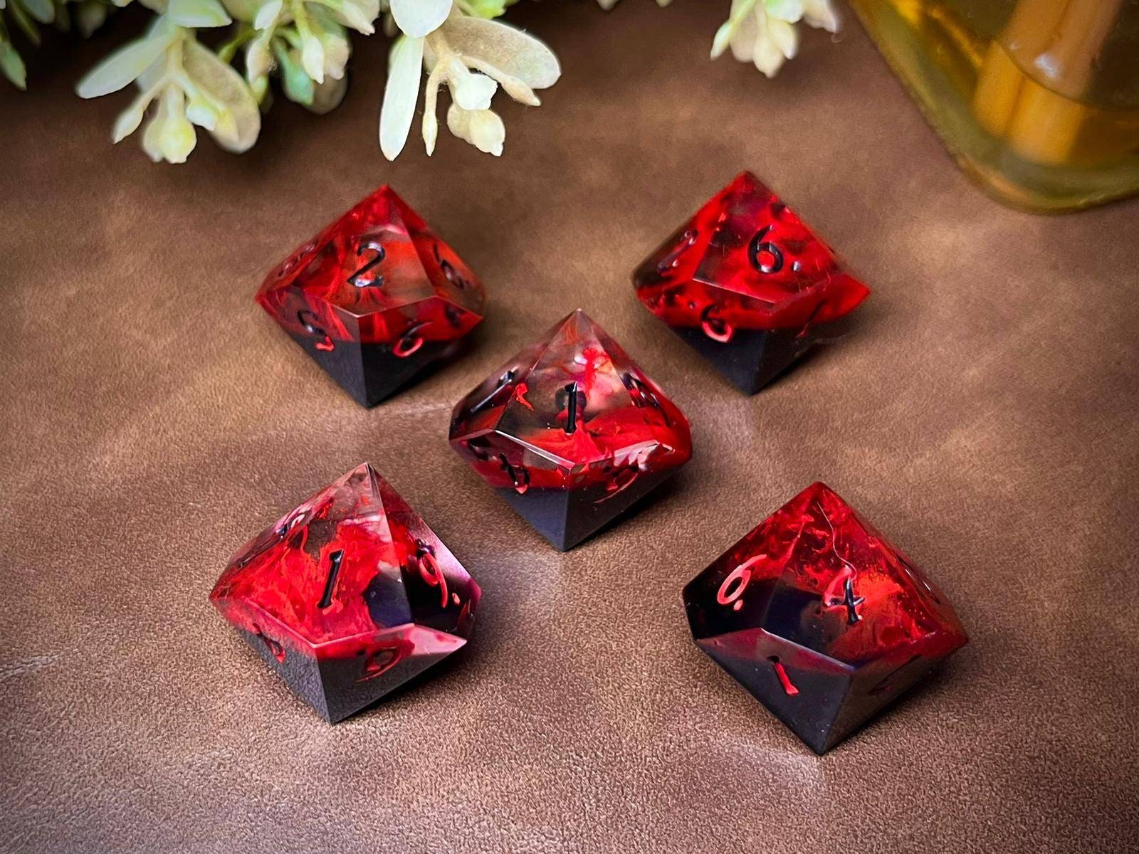 5d10 VAMPIRE BLOOD Dice Handmade Resin Dice Set With Box for - Etsy