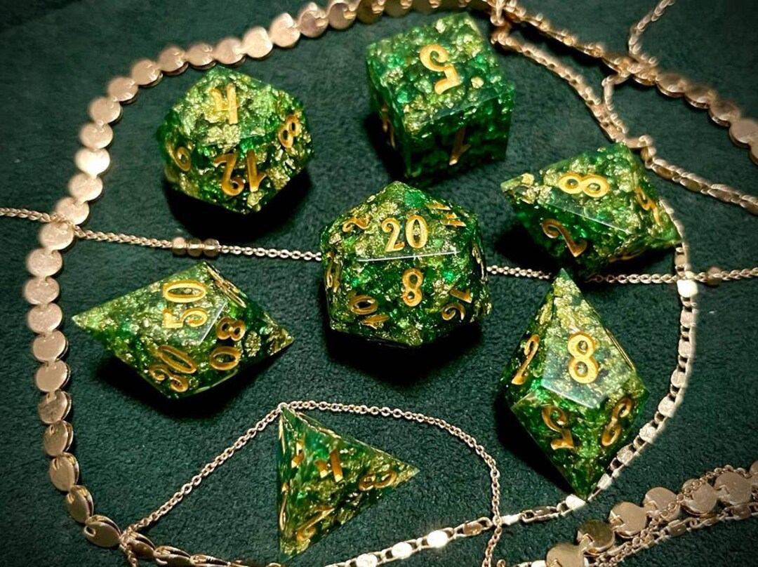 GREEN DRAGON Dice | Handmade Resin Set Made in Italy for Tabletop Gamer ...