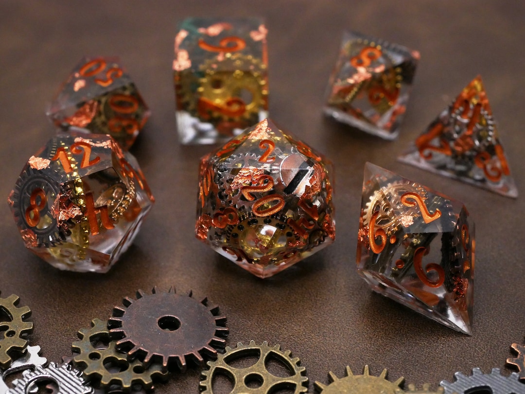 STEAMPUNK DICE | Clockwork Mechanism Handmade Set Made in Italy for ...