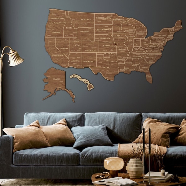 Wooden Travel Map of America - Etsy