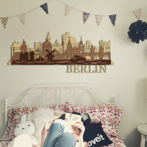 Berlin City Wall Sign, Wooden Minimalist Wall Art, Office Decor, German ...