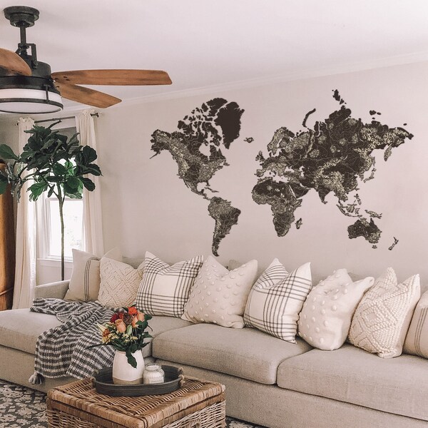 Rustic World Map - Etsy