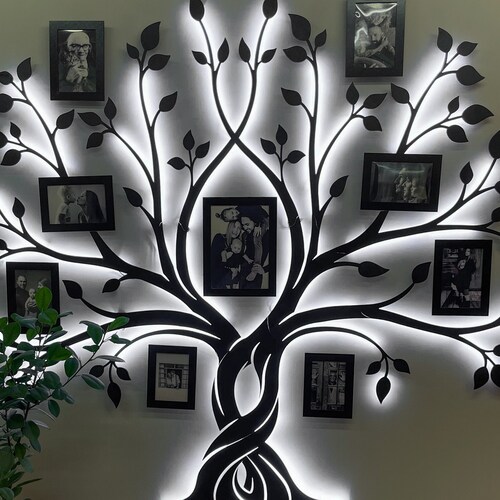 Led Family Tree Large Family Photo Collage Wooden Family - Etsy