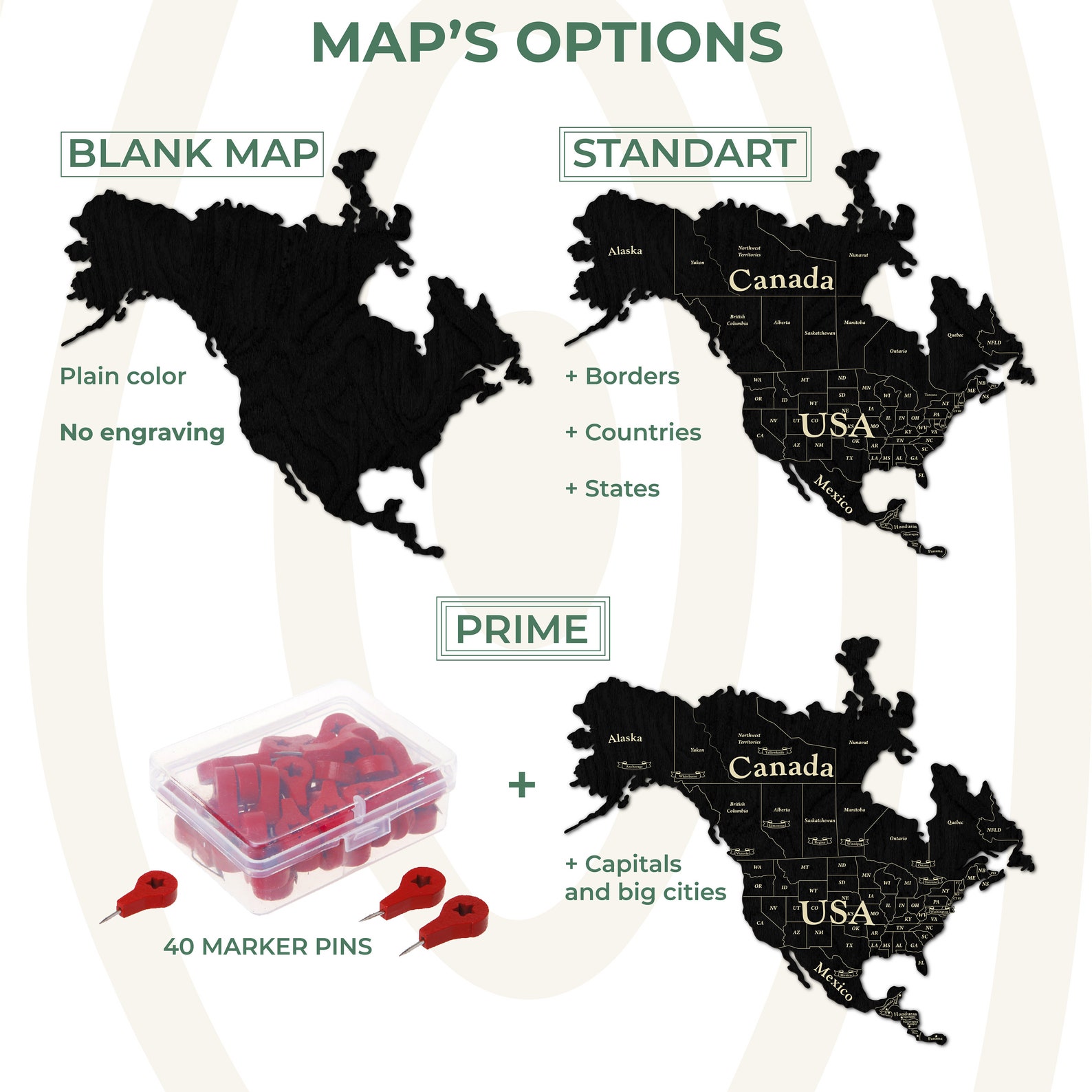 Light Walnut Wood World Map With Borders Countries Capitals | Etsy
