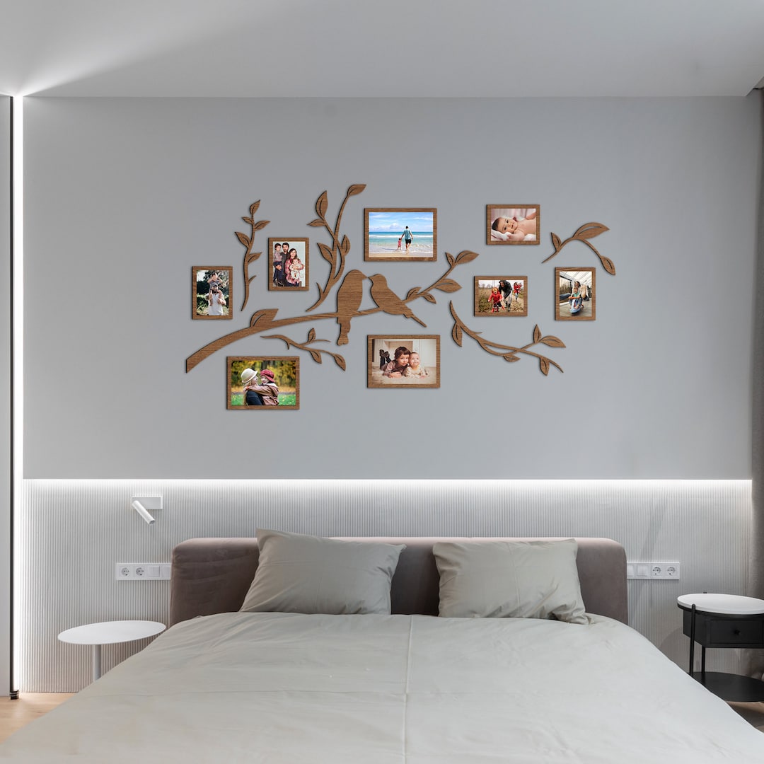 Foto Frames Collage, Wooden Artwork for Home Decor, Tree Branches With ...