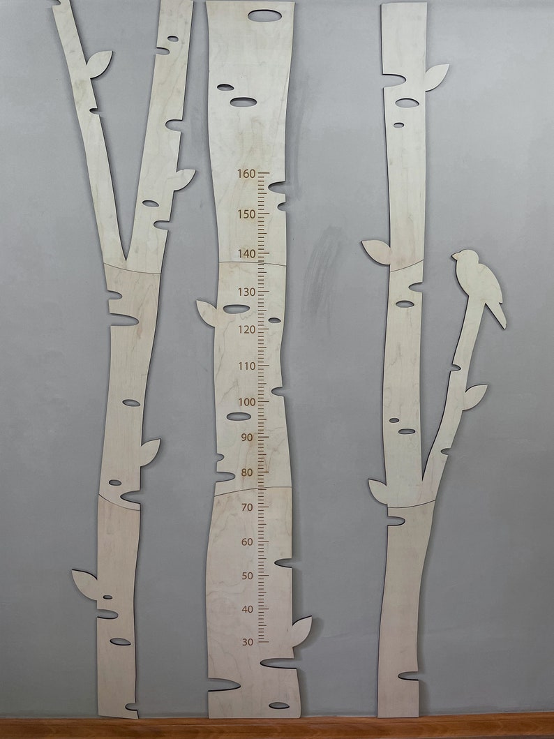 Birch Tree Growth Ruler Nursery Wall Art Light Wooden Height - Etsy