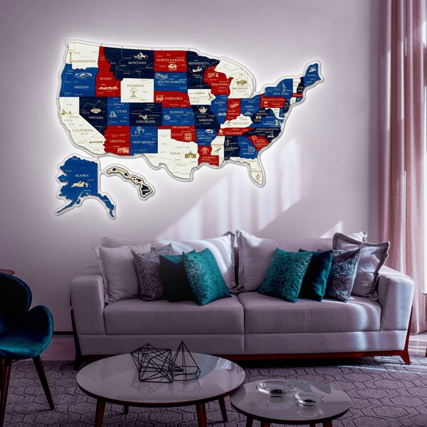 Wooden World Map With Led Lights - Etsy