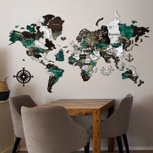 XXL Map Wall Art, 3D Wooden World Map, Push Pin Travel Map, Large ...