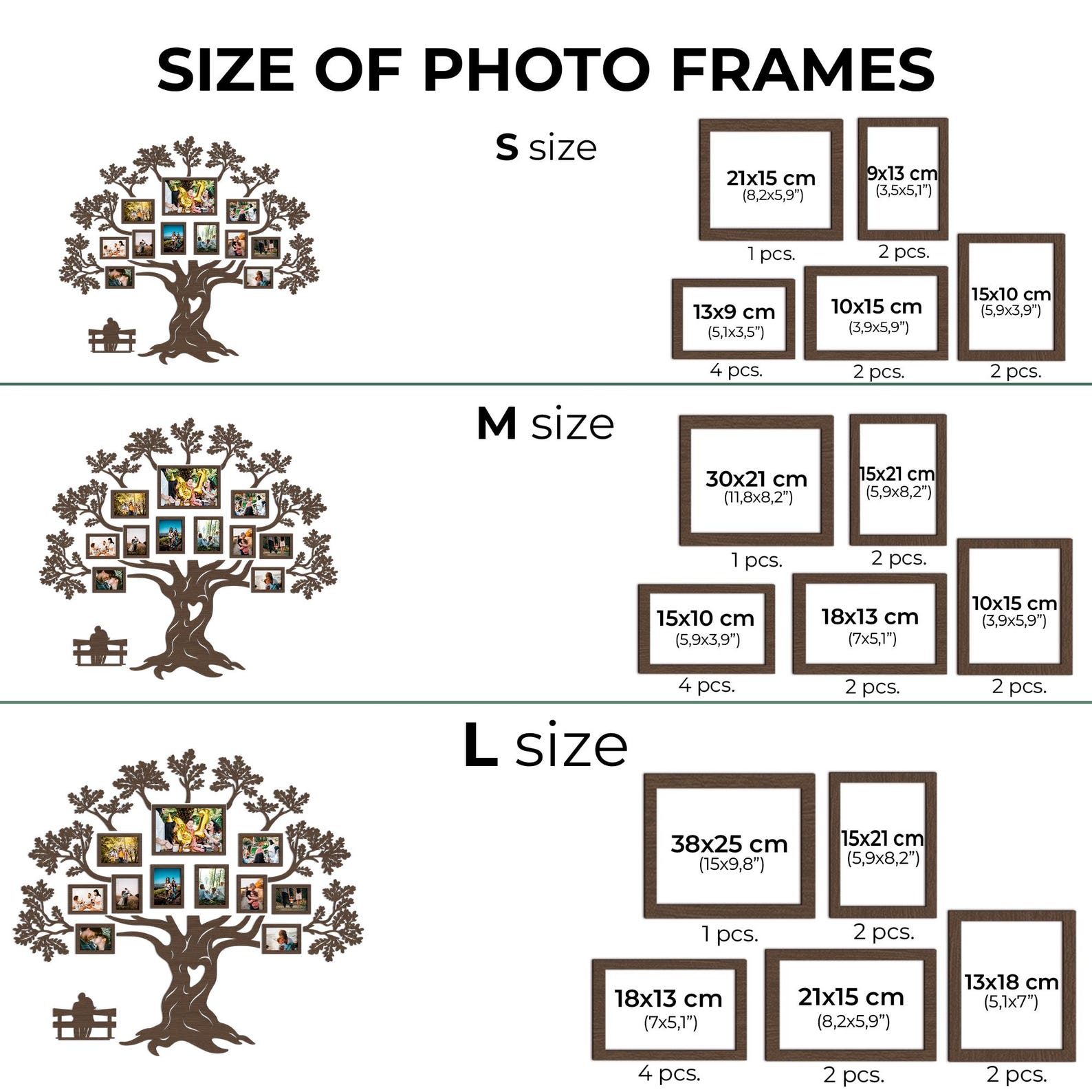 Wooden Family Pictures Tree, Large Family Photos Collage, Family Tree ...