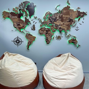 3D Led Backlight Map, Wooden Push Pin Map, RGB LED 3D Wood Family ...