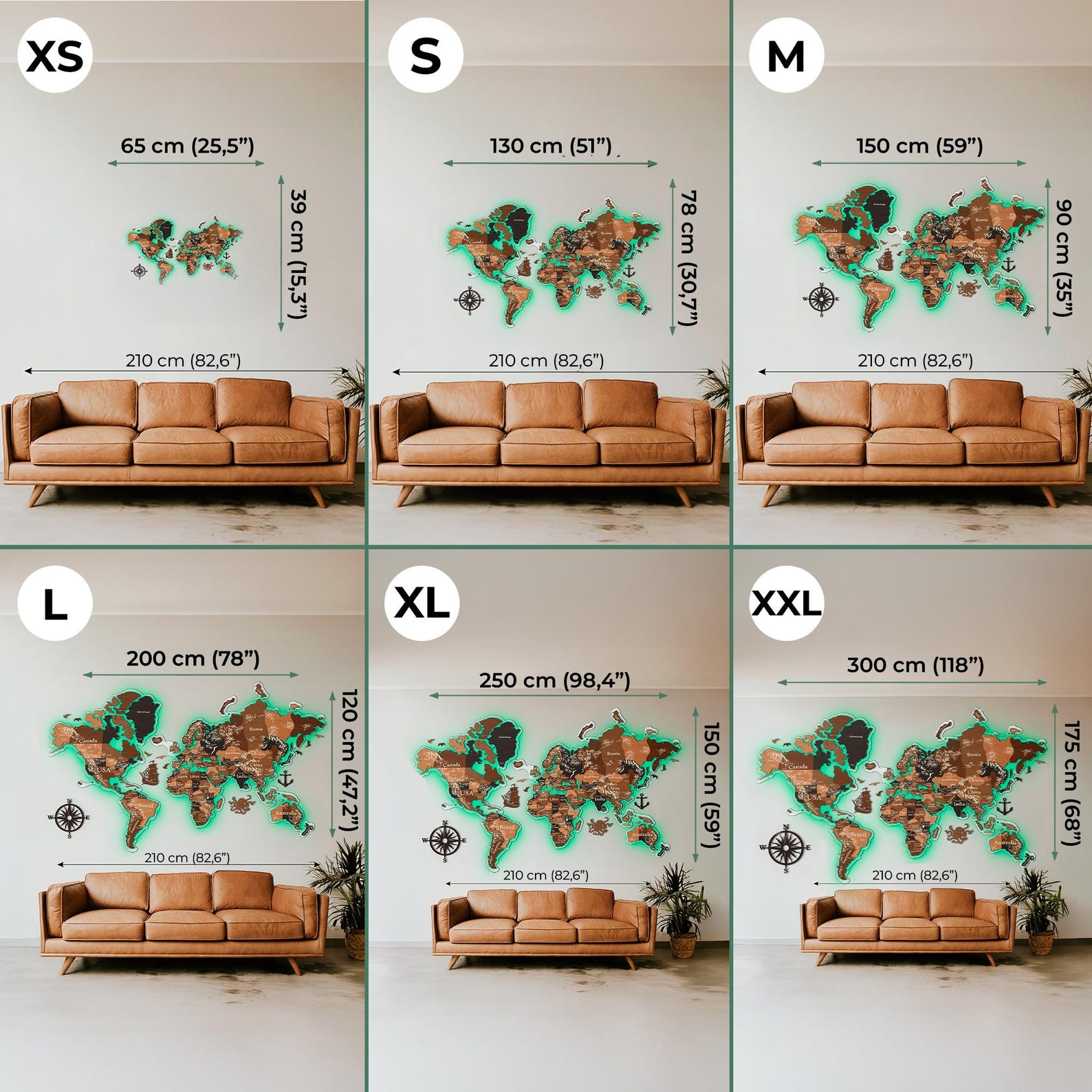 3D LED RGB Map of the World, Neon Map Wall, 3D Wooden World Map ...