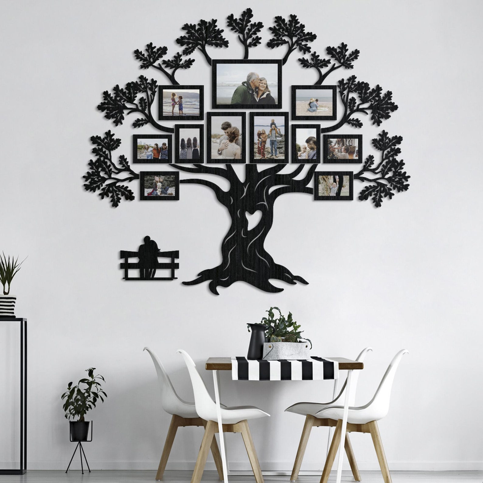 Wooden Family Pictures Tree, Large Family Photos Collage, Family Tree ...