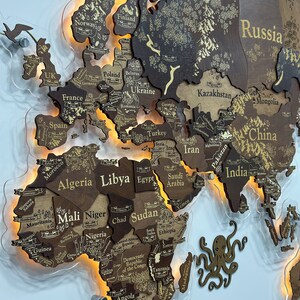 3D Led Backlight Map Wooden Push Pin Map RGB LED 3D Wood - Etsy