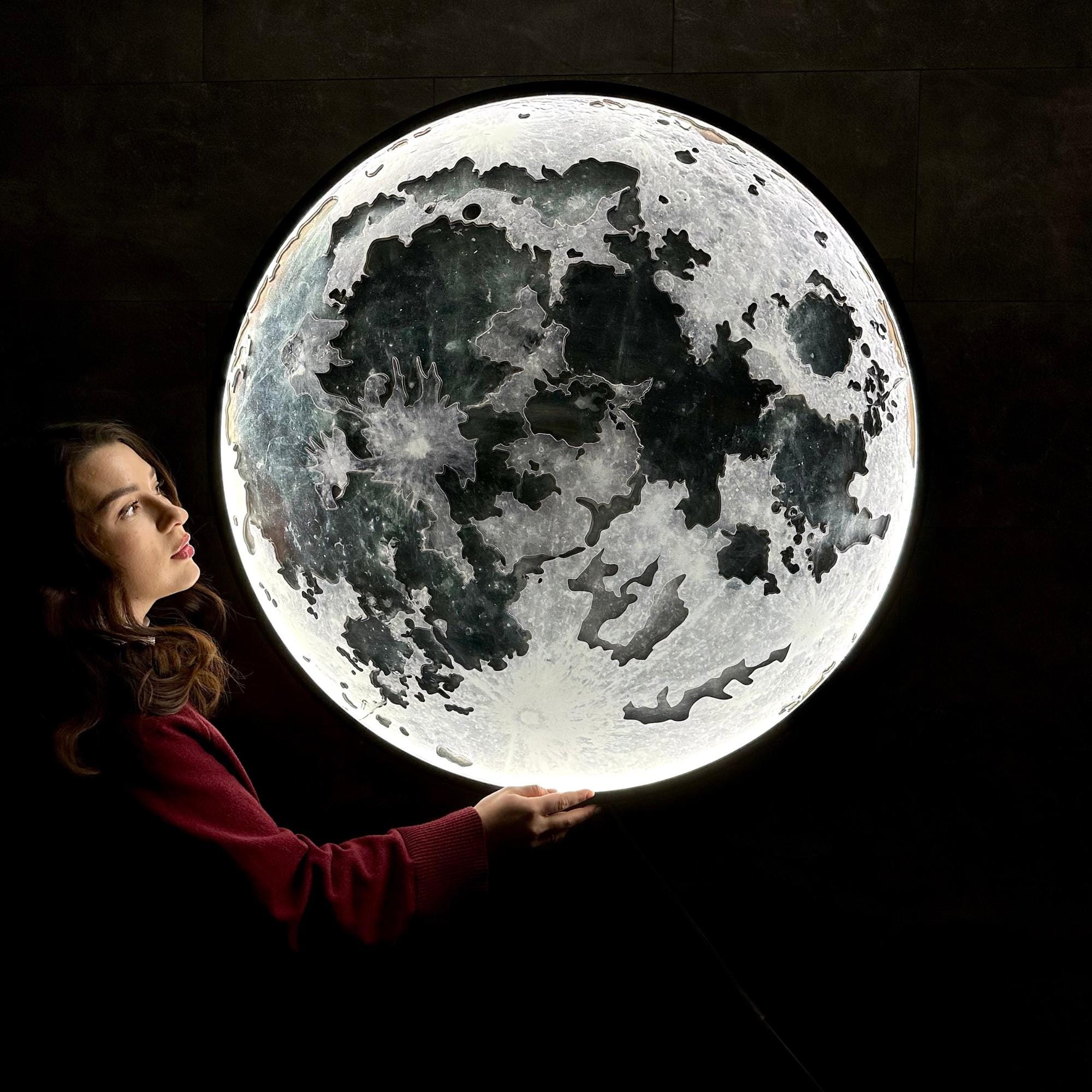 Moon Led Light, Unique Celestial Home Decor, Large Moon Wall Lamp With ...