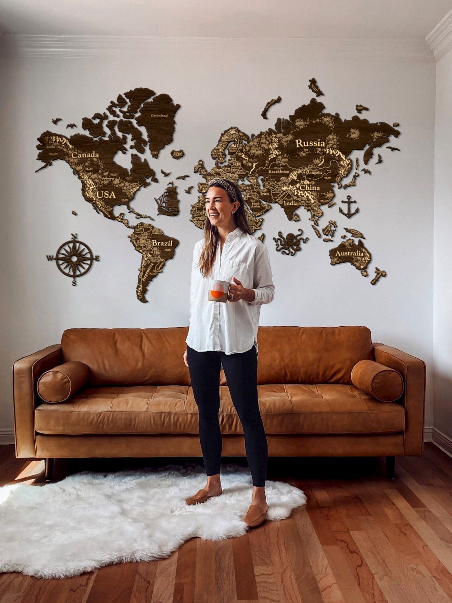 Extra Large Wooden World Map With Borders Countries Capitals - Etsy