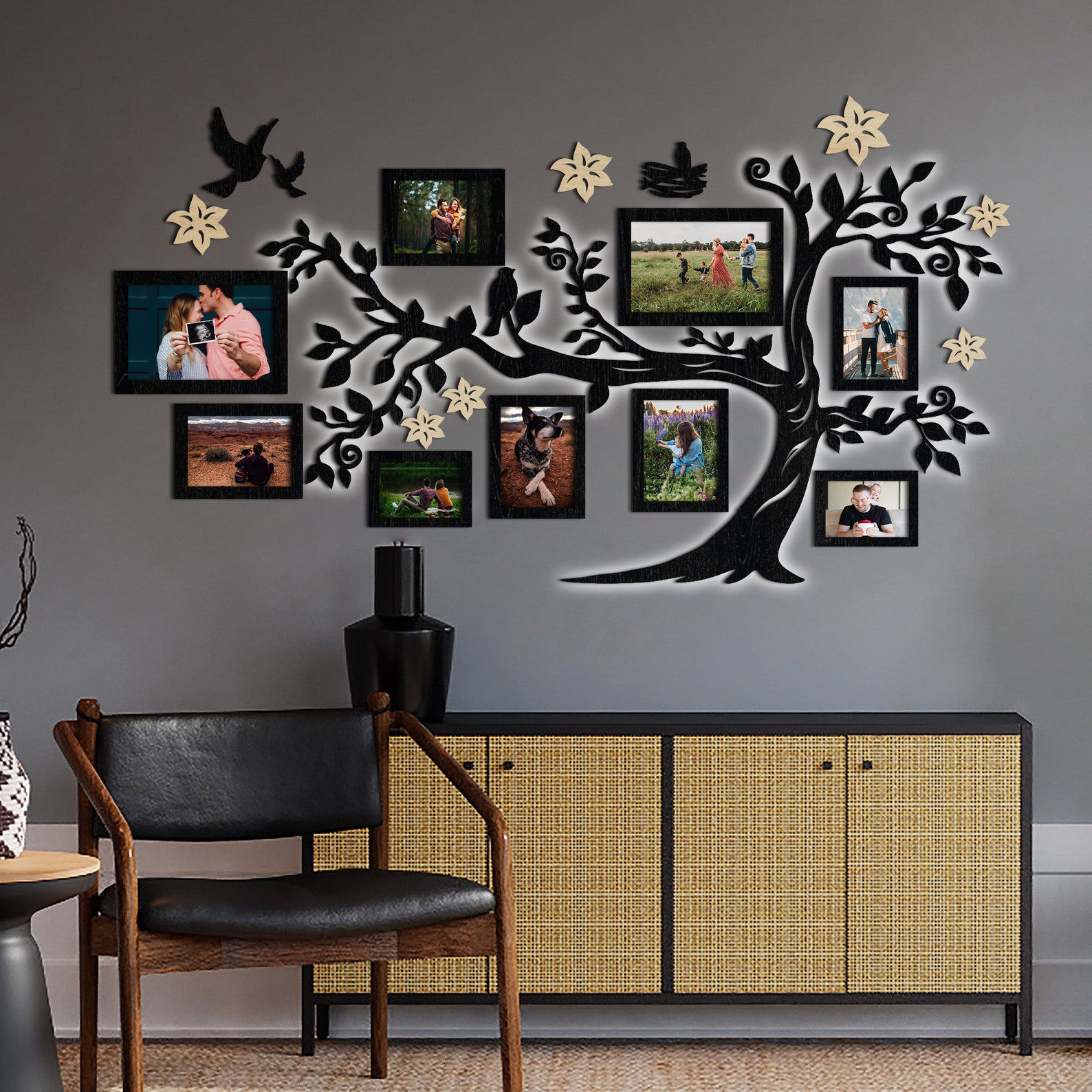 Led Family Tree With Photo Frames Wall Light Decorations for - Etsy