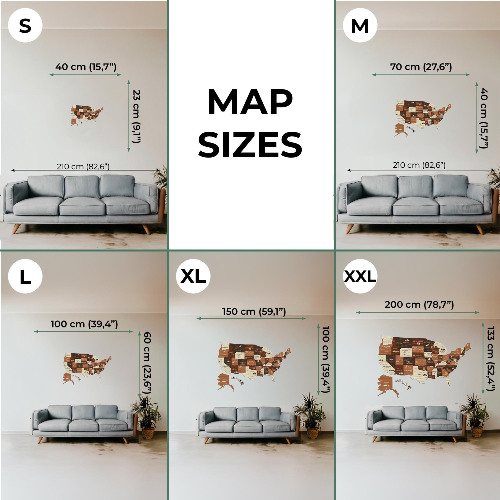 Large Push Pin Map of United States, Wooden 3D USA Map With Famous ...
