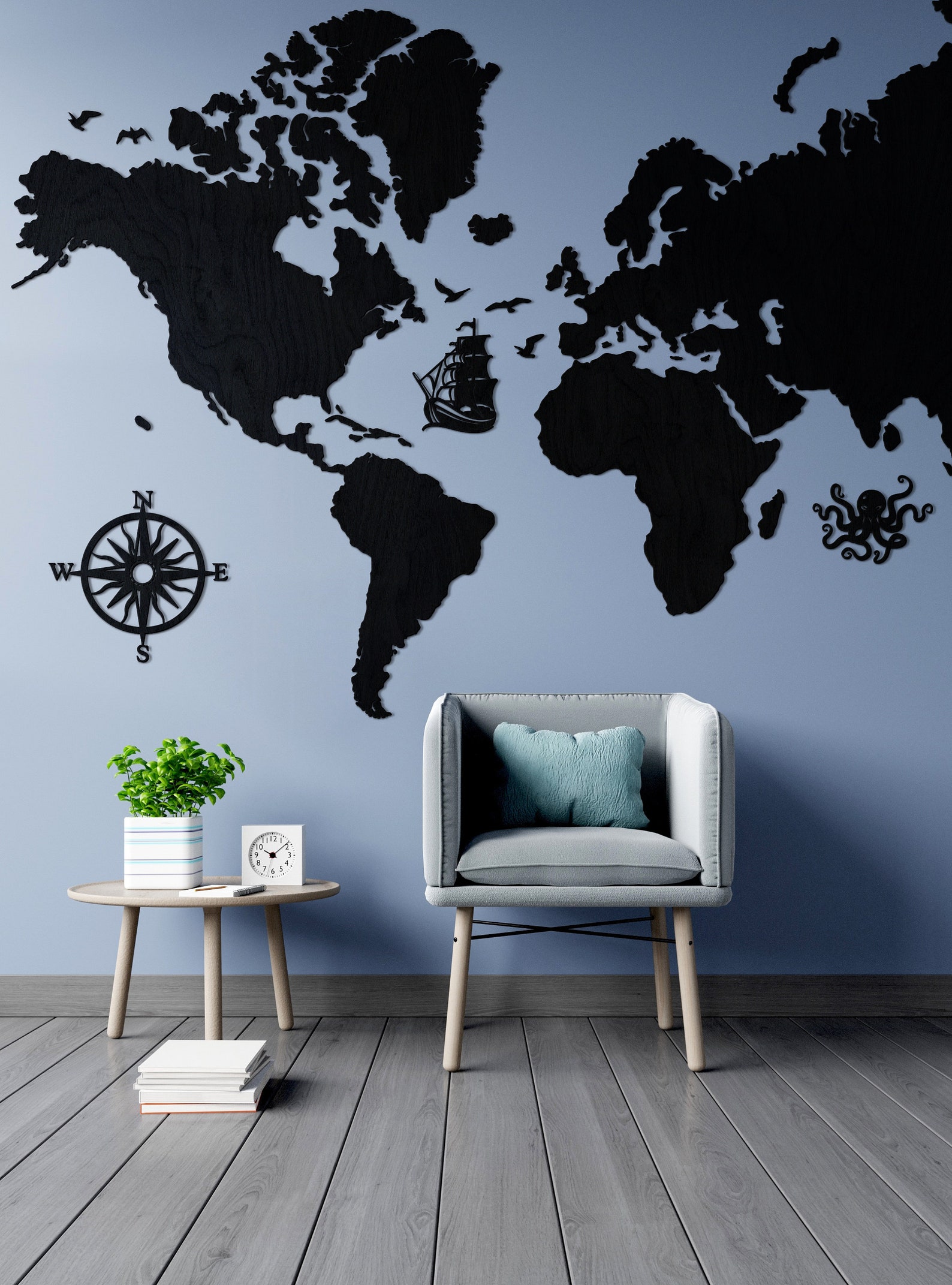 Wooden World Map Wall Art Extra Large World Map With Borders | Etsy