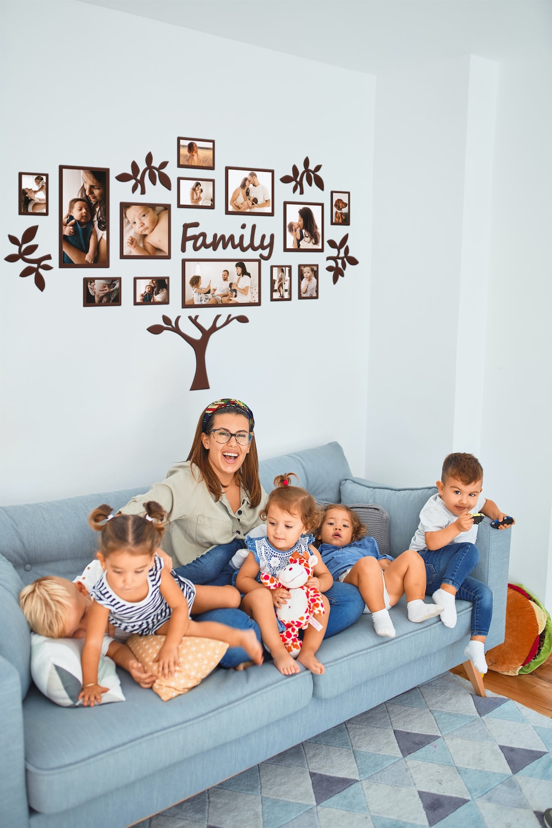 Big Family Tree Wood Wall Decal, Happy Family Tree Wall Sticker, Foto ...