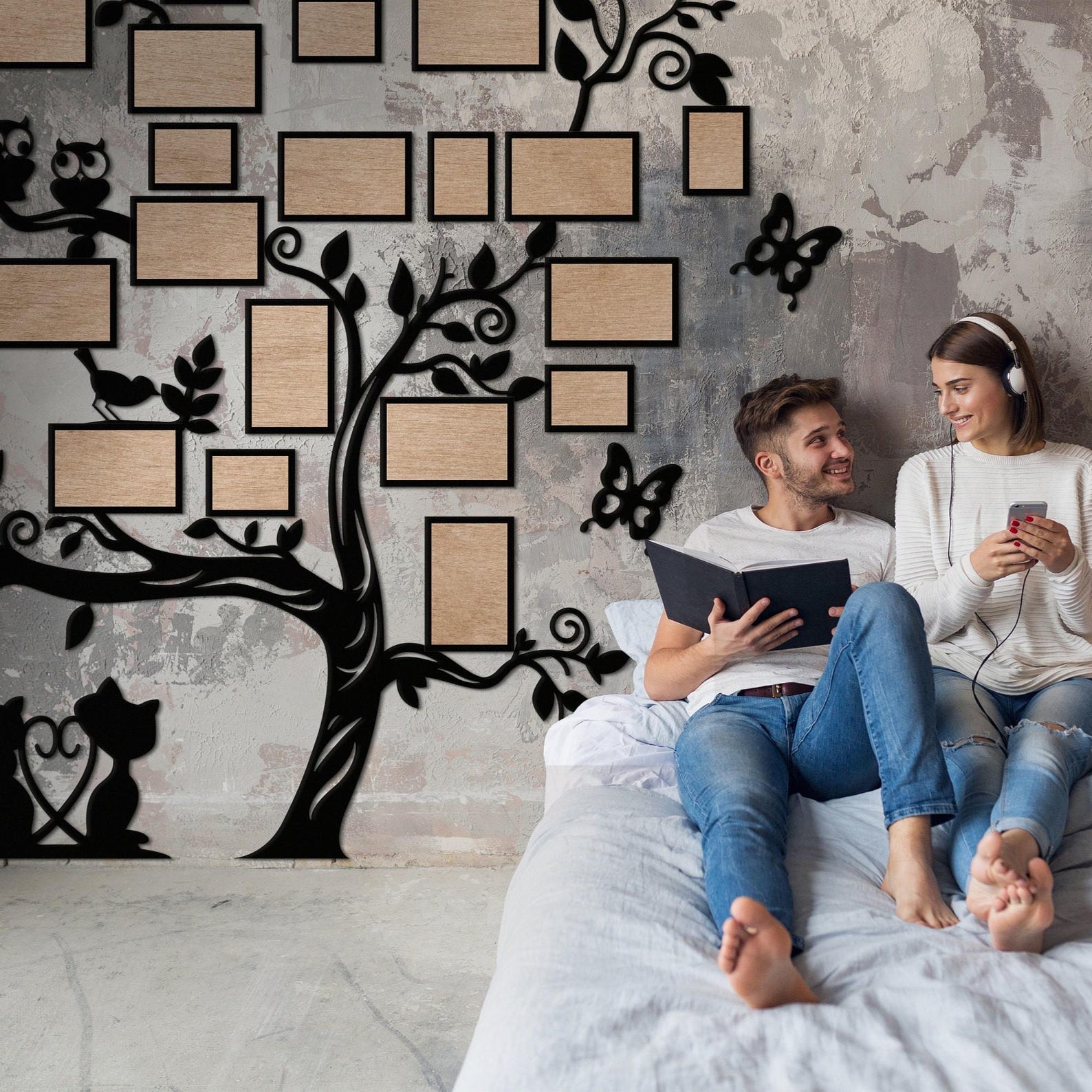 Photo Frames Collage Plywood, Family Photo Collage Frame, Family Photo ...