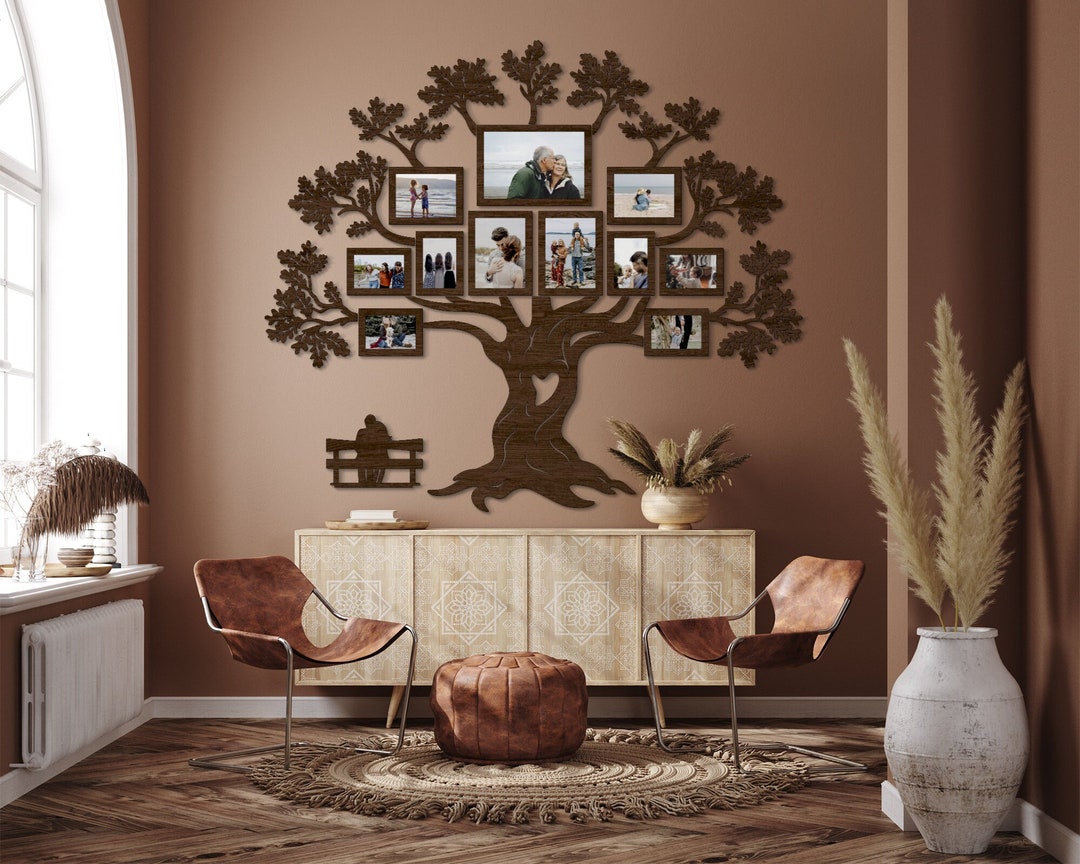 Large Family Photo Tree, Family Photo Frames Collage, Wooden Family ...