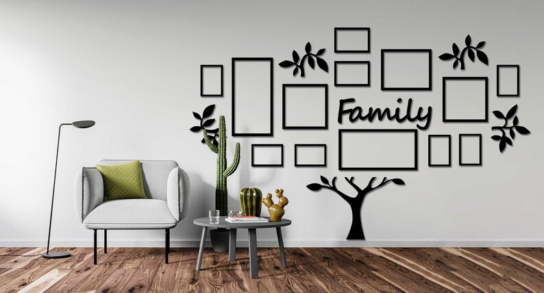 Big Family Tree Wood Wall Decal Happy Family Tree Wall | Etsy