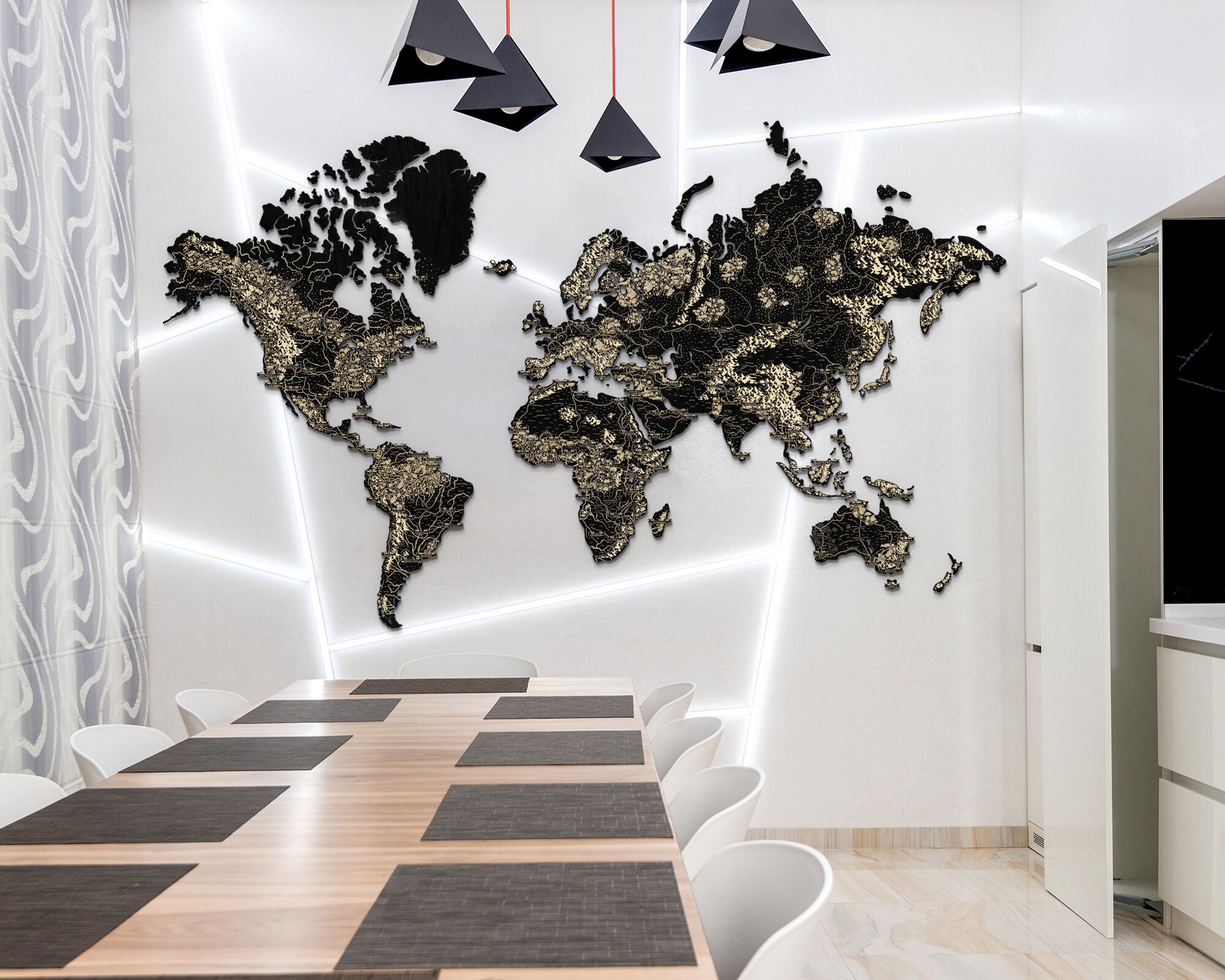 Large Wall Map of the World Wooden World Map to Mark Travels | Etsy