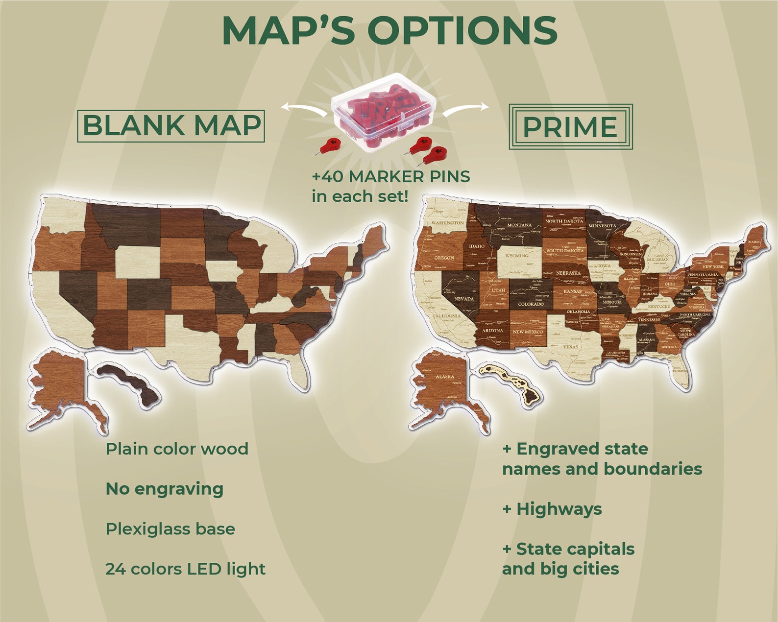 3D LED Map of United States Rgb Led Backlit US Map Wooden - Etsy