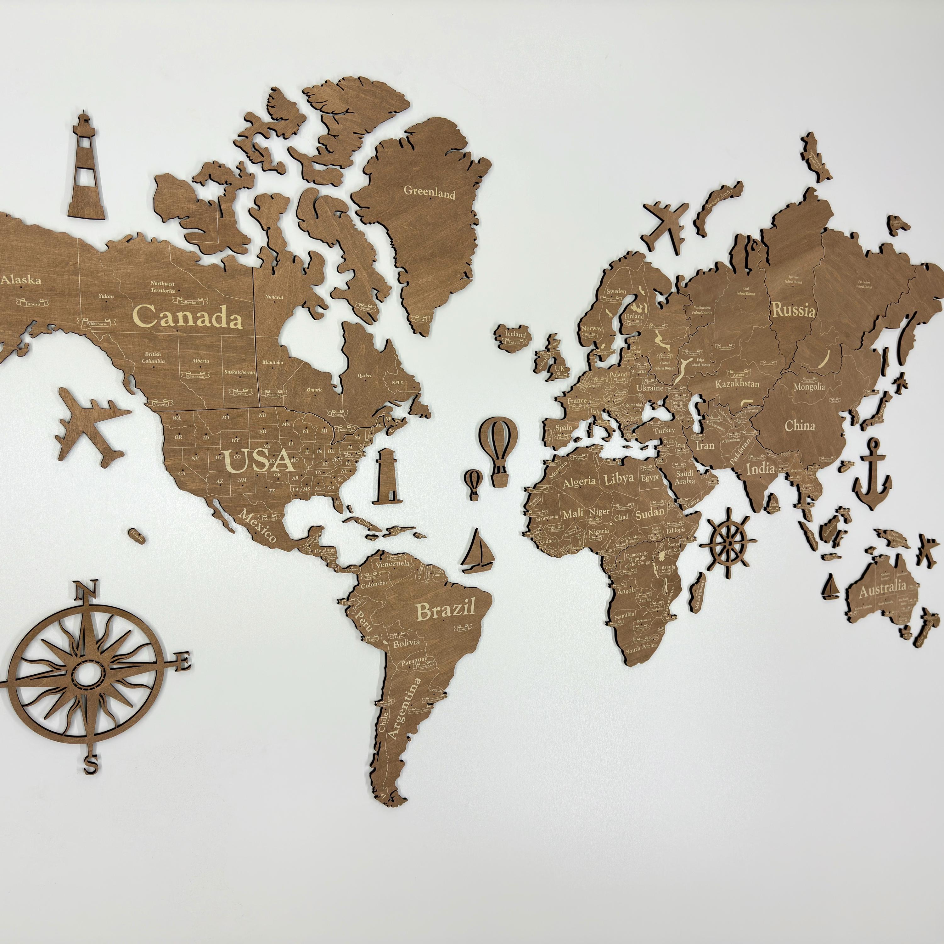 Mappa del mondo in legno, mappa del mondo in legno, mappa del mondo ...