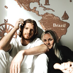 Light Walnut Wood World Map With Borders Countries Capitals | Etsy