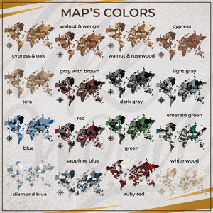 3D Led World Map, Push Pin Map, Gift for Family, 3D Backlight Map, Wood ...