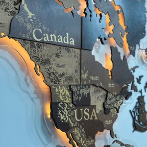 3D Wooden Push Pin Map With Leds, Remote Control RGB LED Wall Map ...