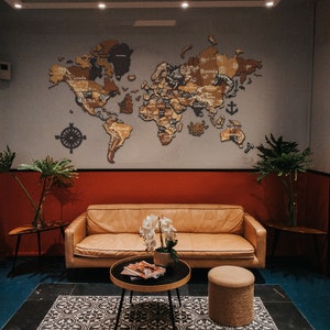 Extra Large Wooden Push Pin Map in Walnut and Wenge Rustic - Etsy