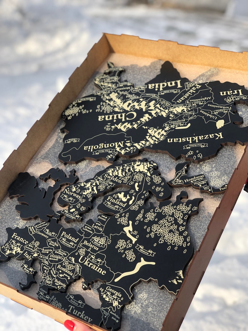 Extra Large Wooden World Map With Borders Countries Capitals - Etsy