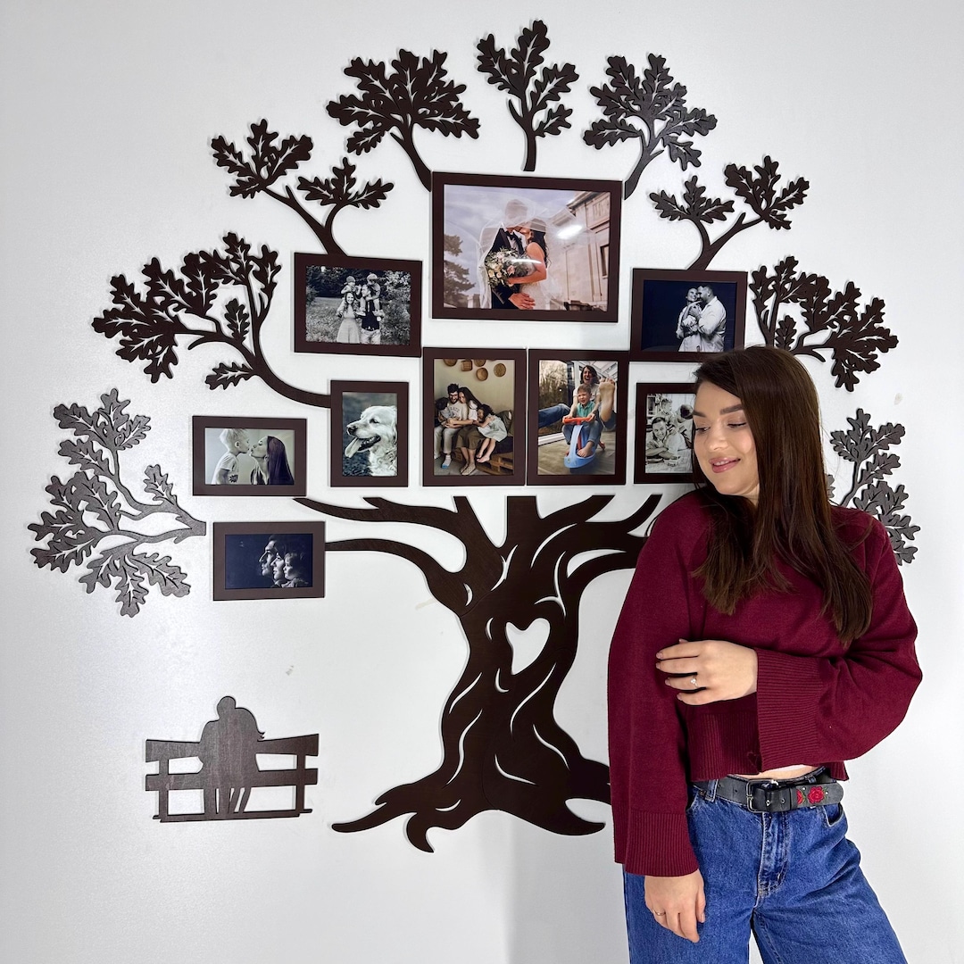 Family Pictures Tree, Family Photos Collage, Wooden Family Tree, Family ...