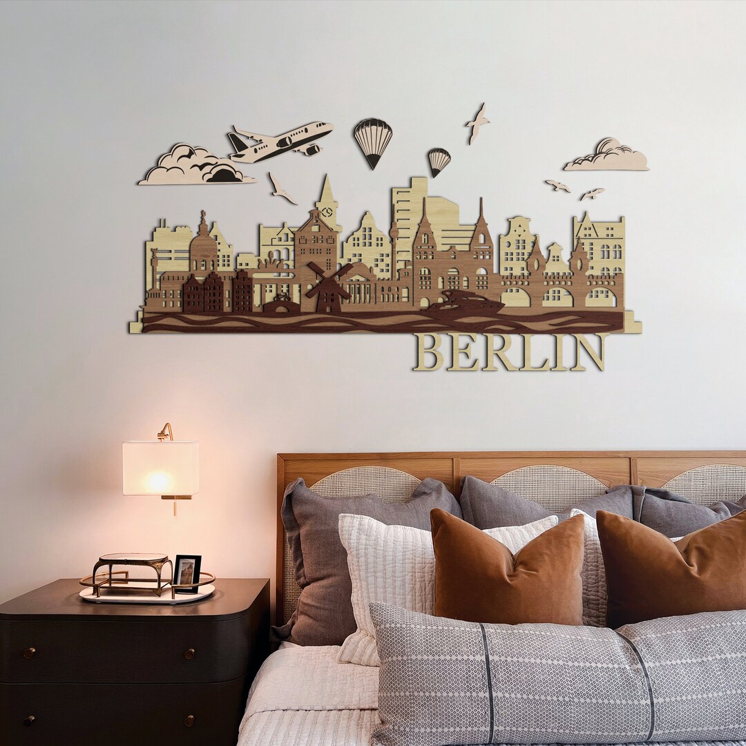 Berlin City Wall Sign, Wooden Minimalist Wall Art, Office Decor, German ...