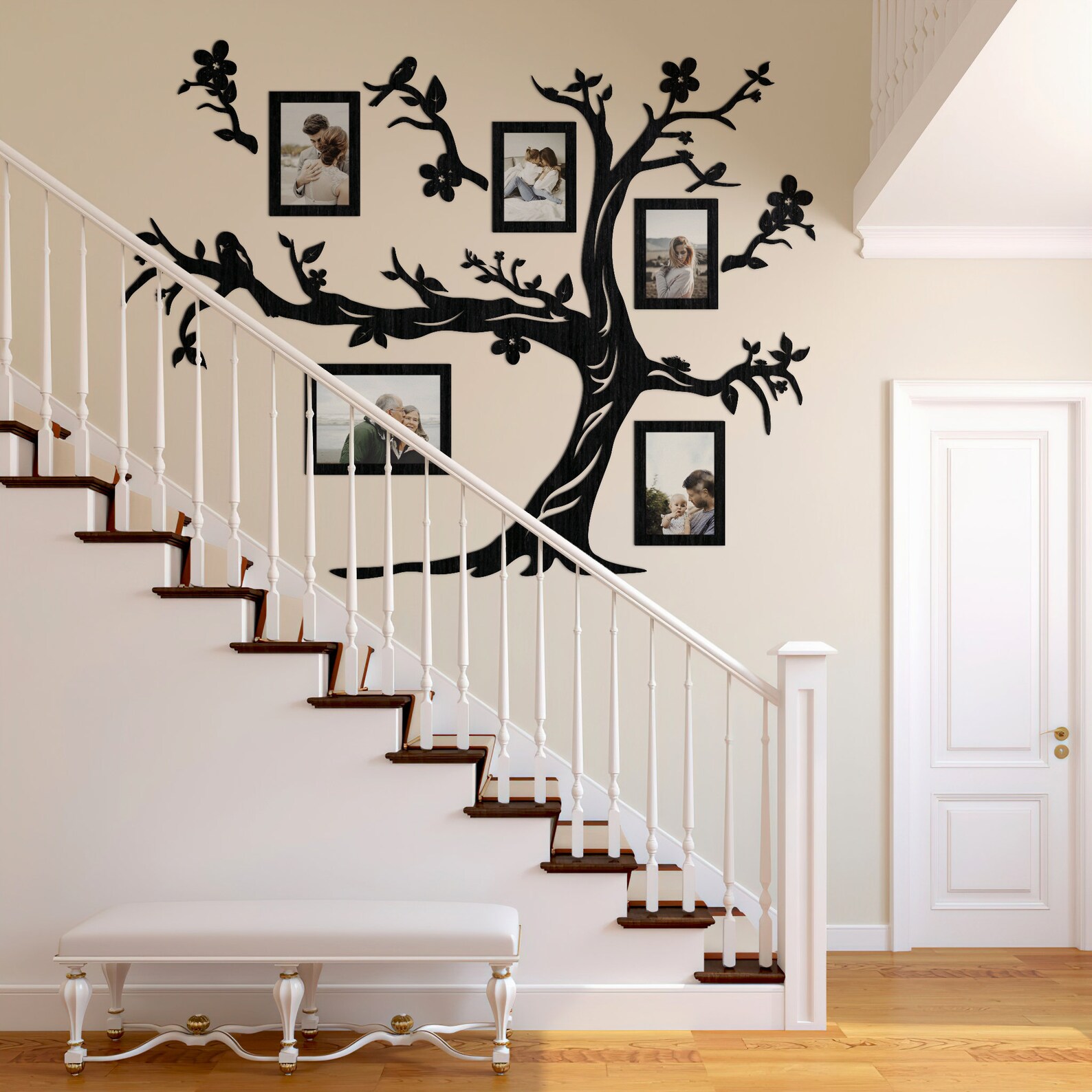 Family Tree Wall Art Decor Family Photos Collage Wooden Tree | Etsy