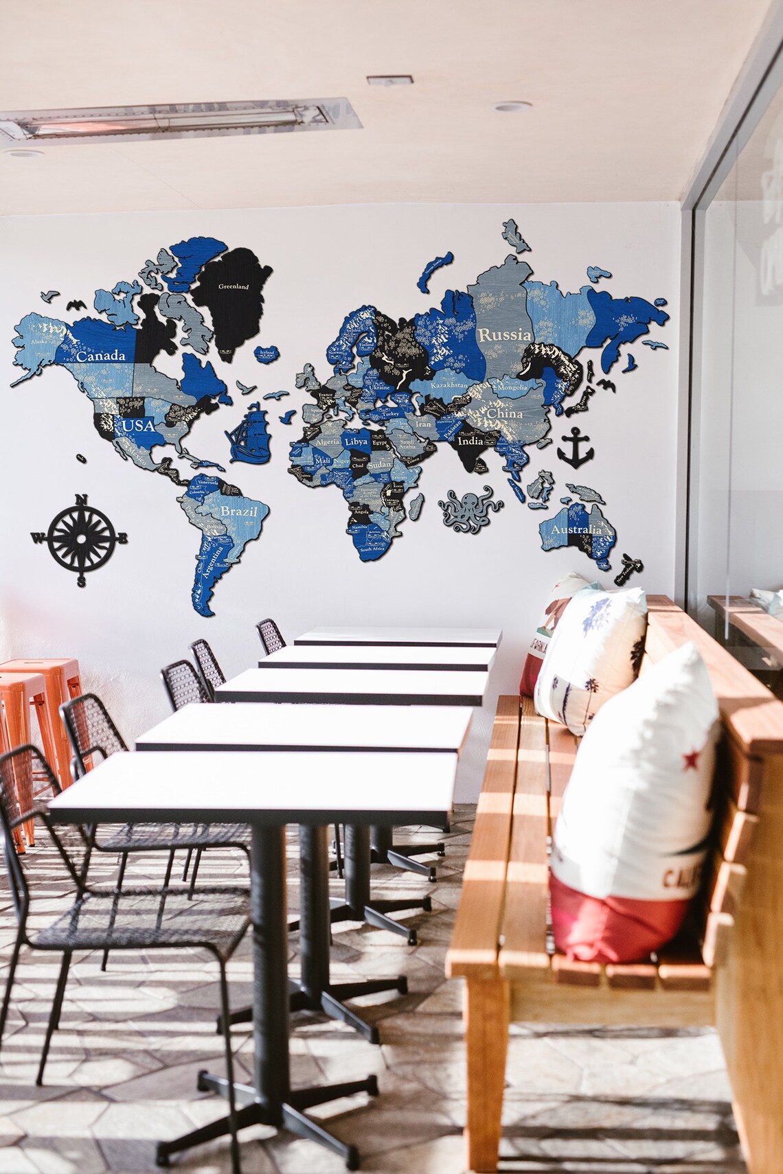 Extra Large Wooden Push Pin Map in Walnut and Wenge Rustic - Etsy