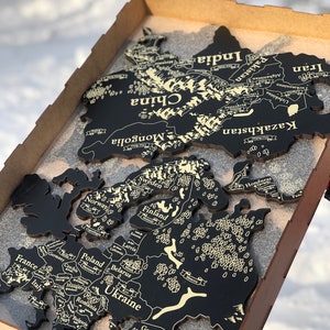 World Wall Map With Etched Names of Countries, World Travel Map, Wood ...