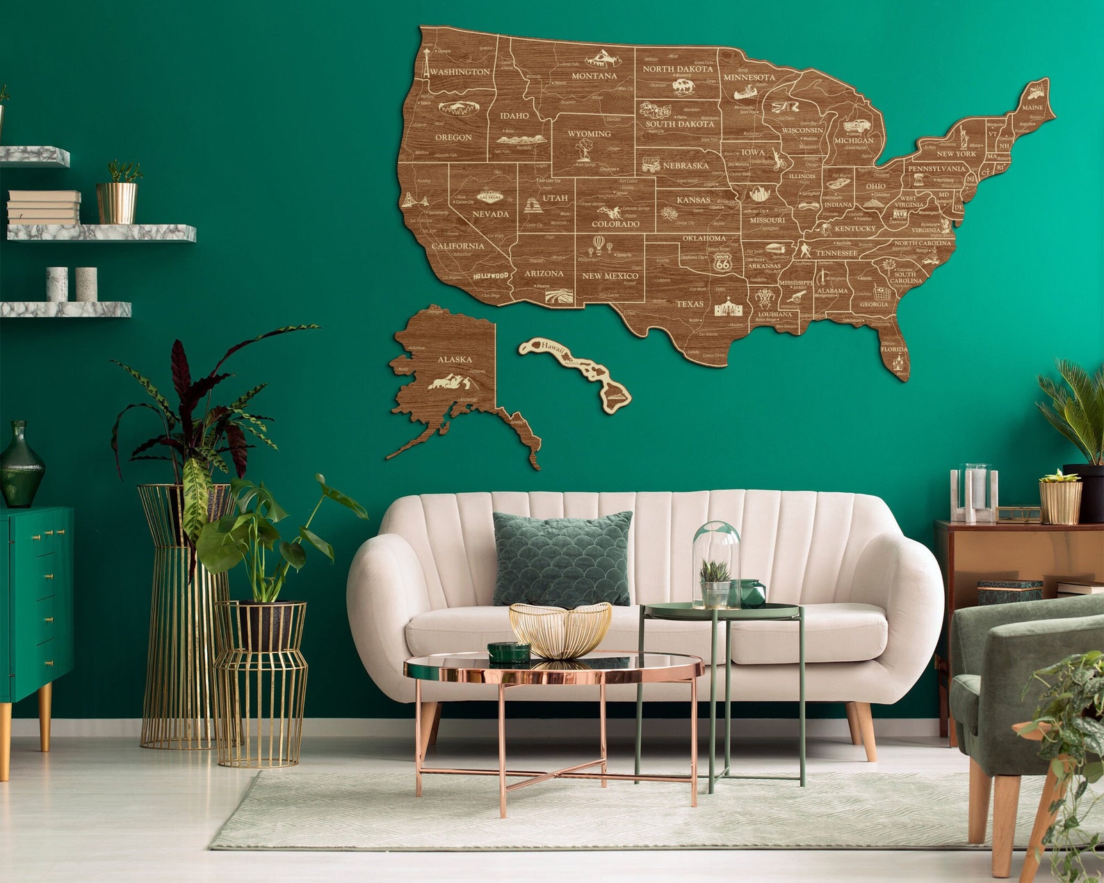 Black Wood United States Wall Map Wooden USA Tourist - Etsy