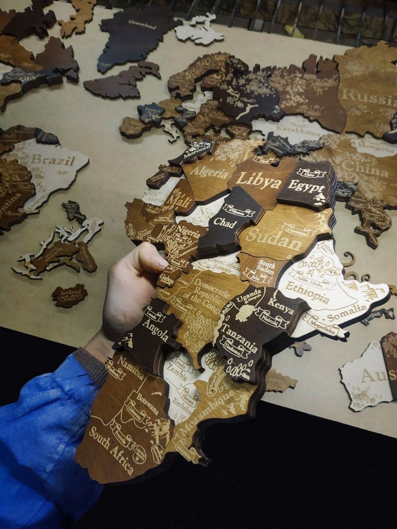 Extra Large Wooden Push Pin Map in Walnut and Wenge Rustic - Etsy