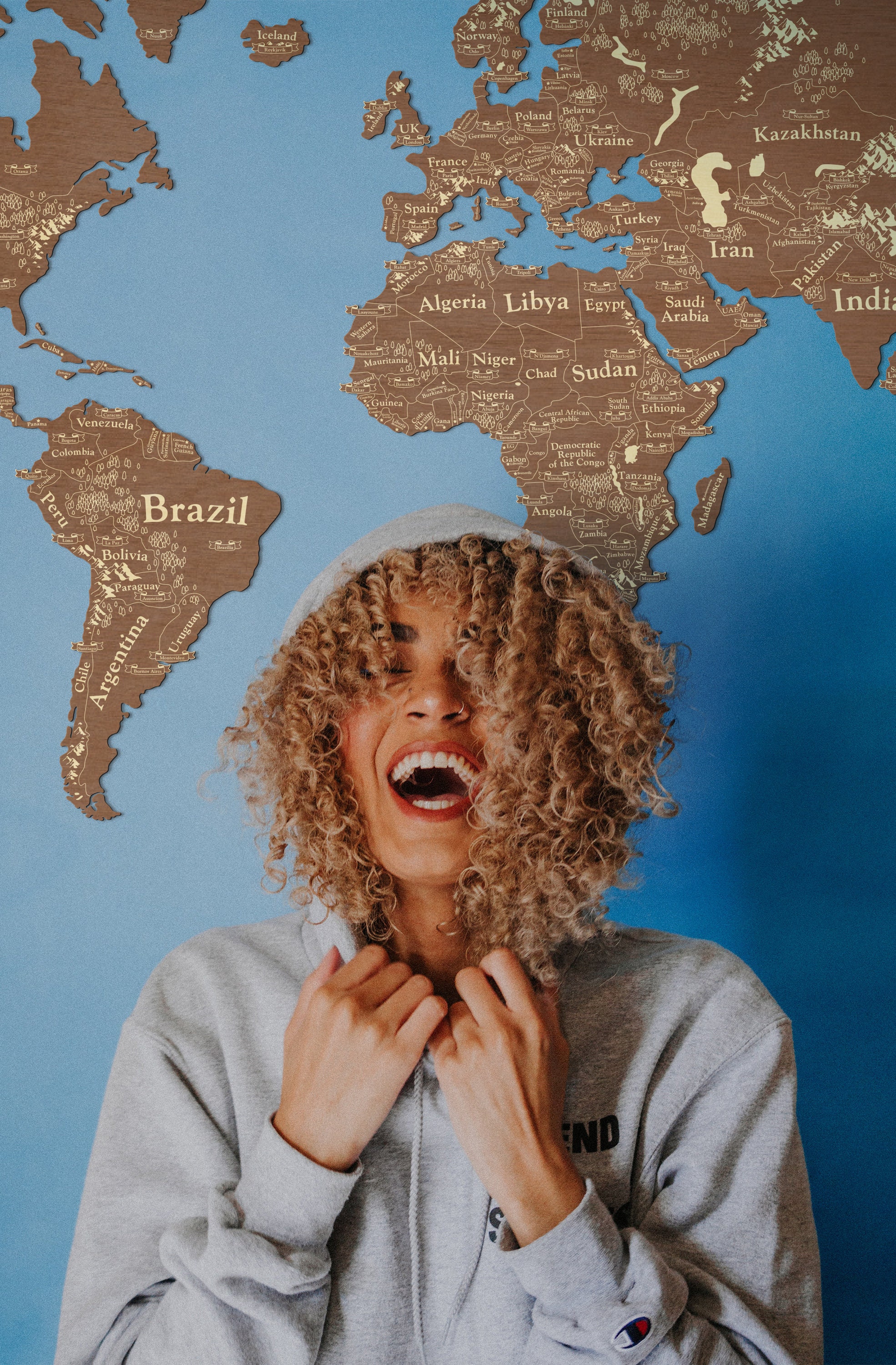 Extra Large Wooden World Map With Borders Countries Capitals | Etsy