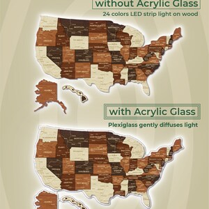 3D Map of United States With Led Lights Rgb Led Map of USA | Etsy