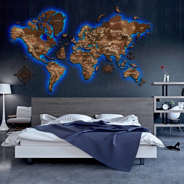 Led World Map - Etsy