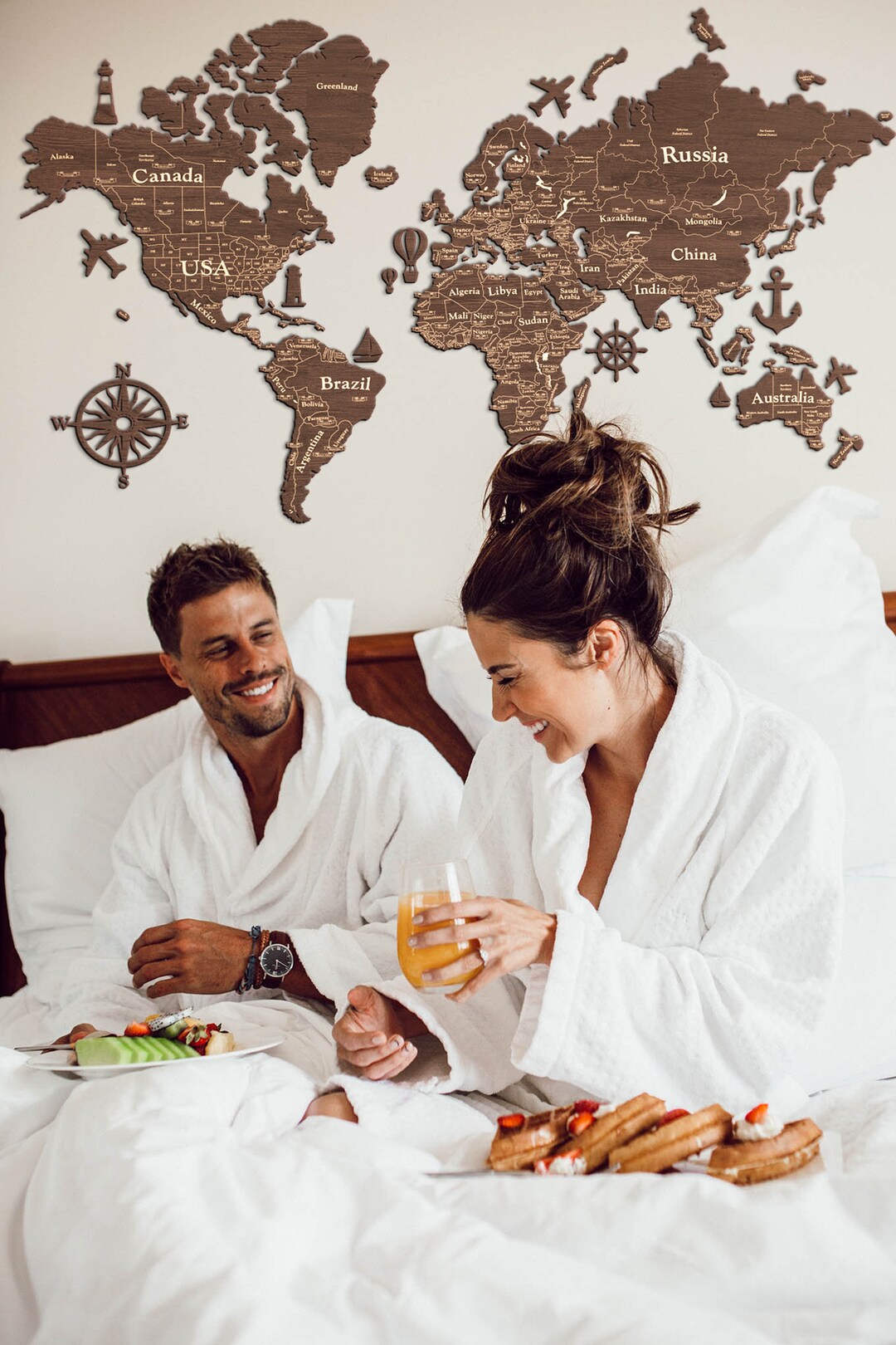 Extra Large Wooden Office Map Home Office Wall Decor Wood - Etsy