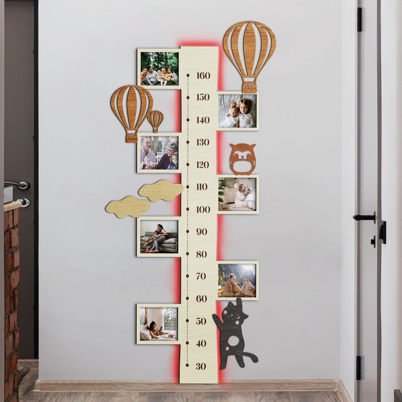 Led Growth Ruler With Photo Frames Girls Nursery Wall Art - Etsy